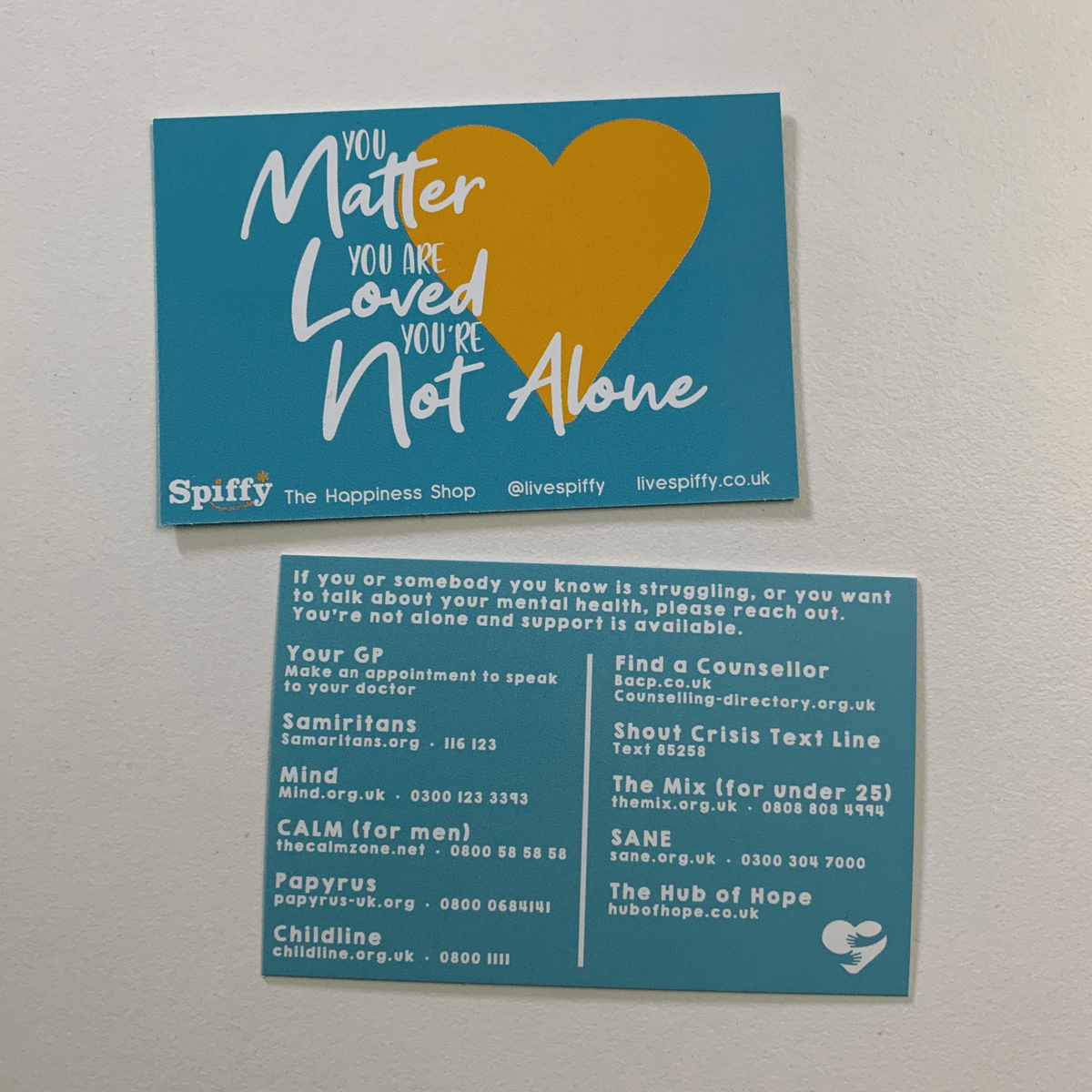 25x Helpline Cards - Spiffy - The Happiness Shop